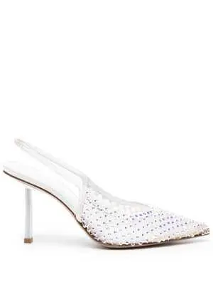 LE SILLA Gilda 80mm Crystal-embellished Pumps - White