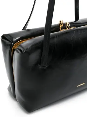 JIL SANDER Small Goji Leather Shoulder Bag - Black