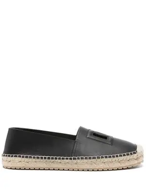 Dolce & Gabbana Logo-embossed Leather Espadrilles - Black
