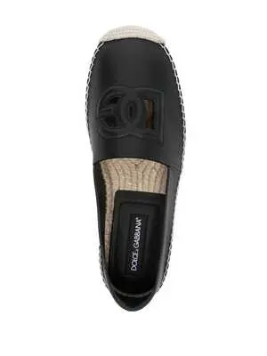 Dolce & Gabbana Logo-embossed Leather Espadrilles - Black