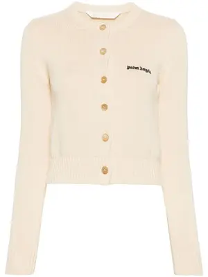 Palm Angels Logo-embroidered Cropped Cardigan