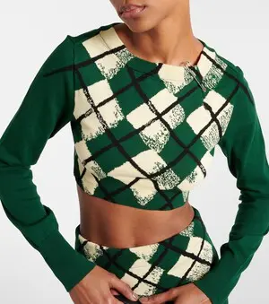 Burberry Argyle Cropped Cotton Sweater - Green