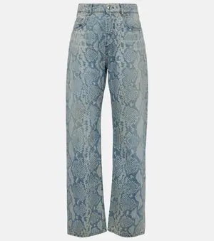 Sportmax Diego Snake-print Straight Jeans - Blue