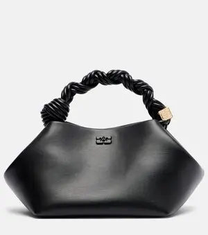 GANNI Small Leather Tote Bag - Black