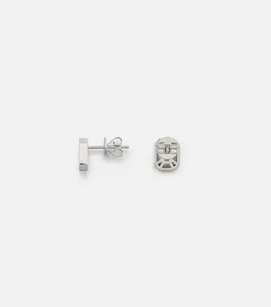 Shay Jewelry Illusion Emerald-cut Diamond Earrings In 18kt White Gold