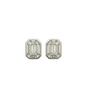Shay Jewelry 18kt White Gold Diamond Stud Earrings - Silver
