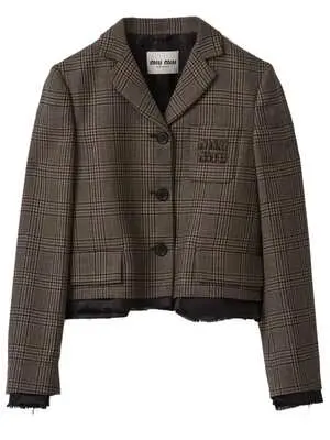 Miu Miu Check-pattern Wool Cropped Jacket