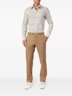 BILLIONAIRE Geometric-print Linen Shirt
