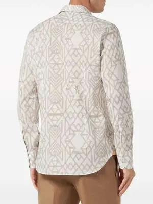 BILLIONAIRE Geometric-print Linen Shirt