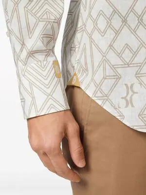 BILLIONAIRE Geometric-print Linen Shirt