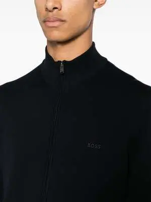 BOSS High-neck Cotton Cardigan - Black