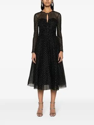 NISSA Glitter-dots Flared Midi Dress