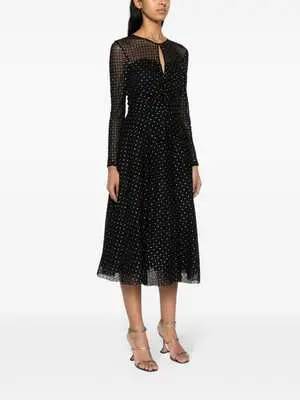 NISSA Glitter-dots Flared Midi Dress