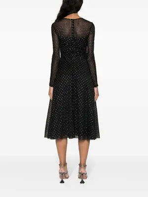 NISSA Glitter-dots Flared Midi Dress