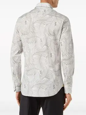 BILLIONAIRE Leaf-print Linen Shirt