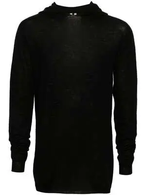 Rick Owens Fine-knit Virgin Wool Hoodie - Black