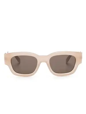 Palm Angels Logo-plaque Square-frame Sunglasses - Brown