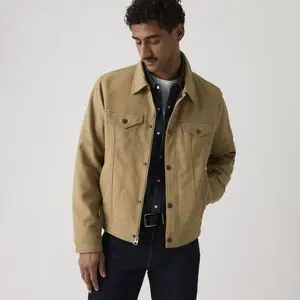 LEVI'S Vintage Faux Cow Suede Trucker Jacket - Tan