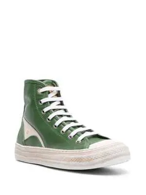 Moma Panelled Leather High-top Sneakers - Green