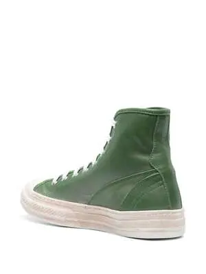 Moma Panelled Leather High-top Sneakers - Green