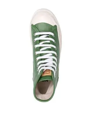 Moma Panelled Leather High-top Sneakers - Green