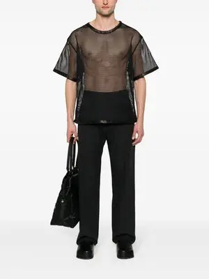 JIL SANDER Perforated Leather-trim T-shirt