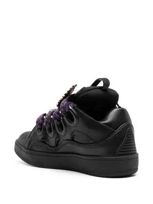 Lanvin Curb Leather Sneakers In Black - 45% Off | Editorialist
