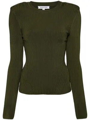 Veronica Beard Ribbed-knit Long-leeve Top