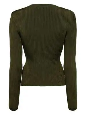 Veronica Beard Ribbed-knit Long-leeve Top