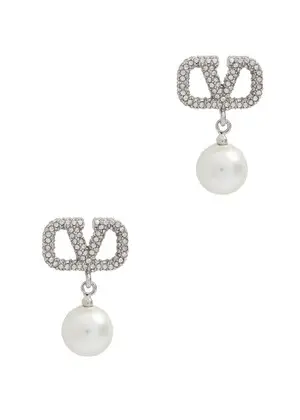 Valentino Garavani Vlogo Crystal And Pearl Drop Earrings