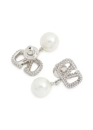 Valentino Garavani Vlogo Crystal And Pearl Drop Earrings
