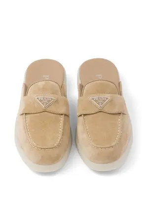 Prada Suede Mules - Neutrals