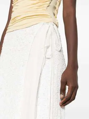 P.a.r.o.s.h Sequinned Wrap Midi Skirt - Neutrals