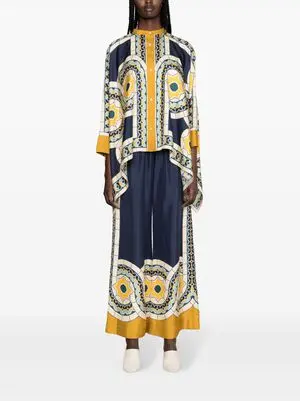 La DoubleJ High-waist Printed Silk Palazzo Trousers