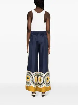 La DoubleJ High-waist Printed Silk Palazzo Trousers