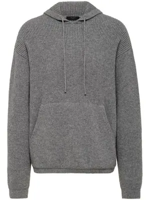 Prada Ribbed-knit Cashmere Hoodie