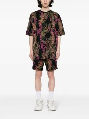 LES BENJAMINS Graphic-print Cotton Track Shorts