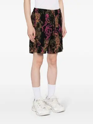LES BENJAMINS Graphic-print Cotton Track Shorts