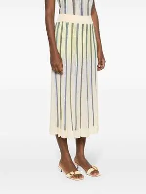 FORTE_FORTE Striped Pointelle-knit Skirt