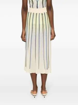 FORTE_FORTE Striped Pointelle-knit Skirt