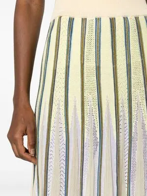 FORTE_FORTE Striped Pointelle-knit Skirt
