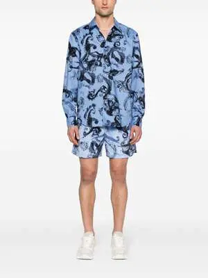 Versace Watercolour Couture-print Deck Shorts - Blue
