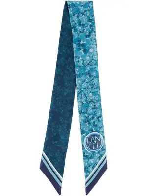LANCEL Roxanne Flowers-print Silk Scarf - Blue