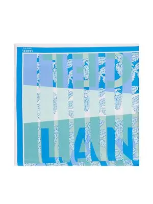 LANCEL Horizon-print Silk Scarf - Blue