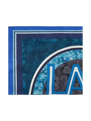LANCEL Roxane Logo-print Silk Scarf - Blue