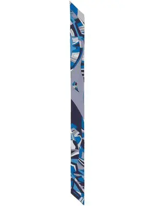 LANCEL Arabesque-print Silk Scarf - Blue