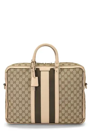 Gucci Original GG Web Briefcase Beige