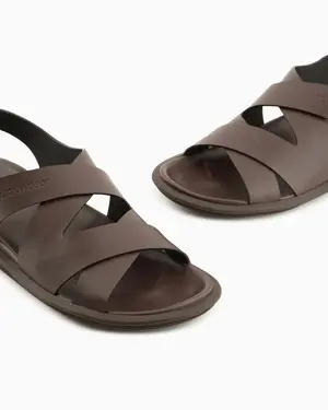Giorgio Armani Leather Woven Sandals - Brown