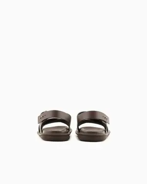 Giorgio Armani Leather Woven Sandals - Brown