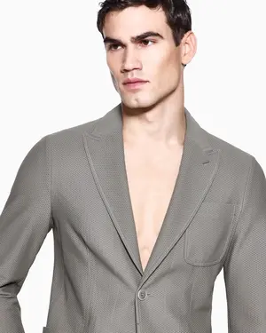 Giorgio Armani Single-breasted Technical Waffle Jacket